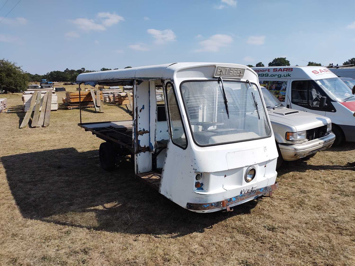 Lot 210 - Three Wheeled White Milk Float. No V5. Reg
